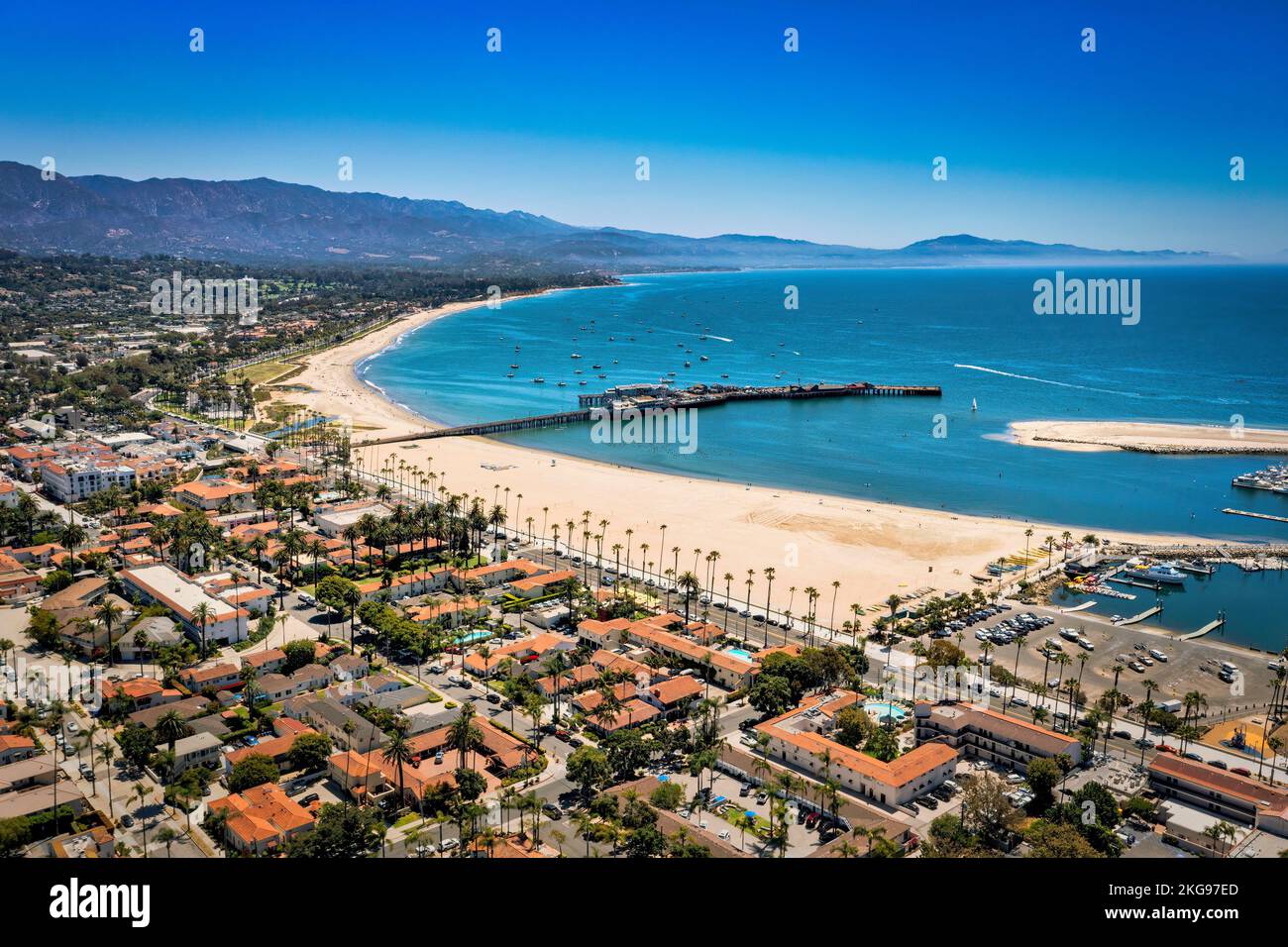 An aerial view of the Santa Barbara Coastline and Pier Stock Photo - Alamy