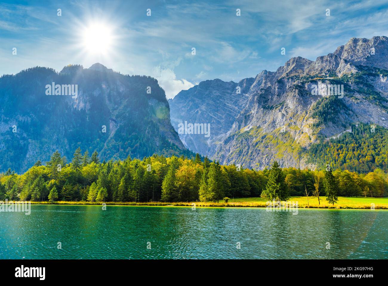 Koenigssee lake with Alp mountains in Konigsee, Berchtesgaden National ...