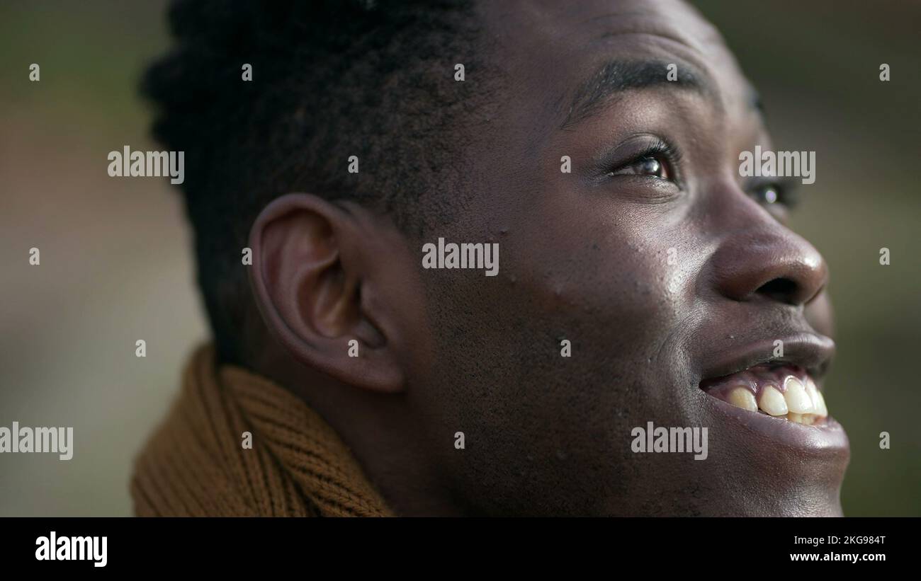 Smiling happy black african man portrait face close-up Stock Photo - Alamy