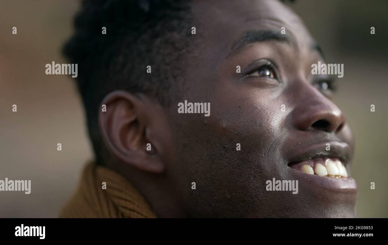 Smiling happy black african man portrait face close-up Stock Photo - Alamy