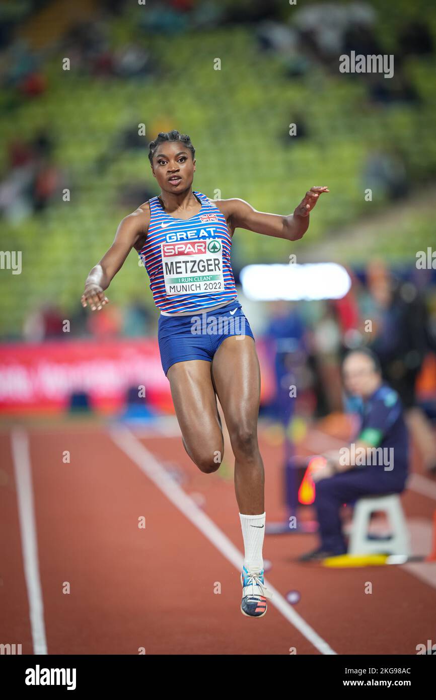 Naomi Metzger participating in the long jump of the European Athletics ...