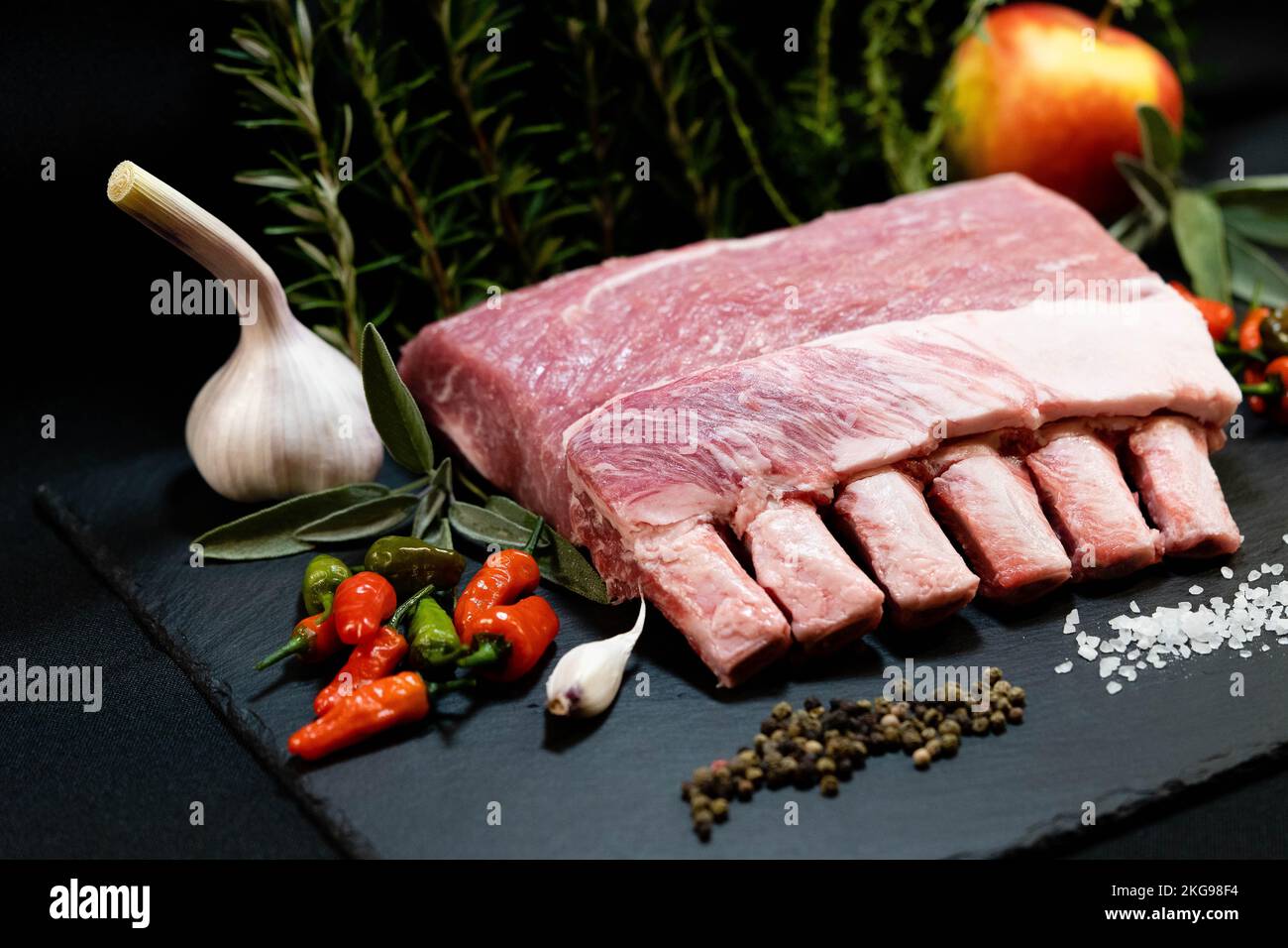 duroc pork rips with herbs and spices Stock Photo - Alamy