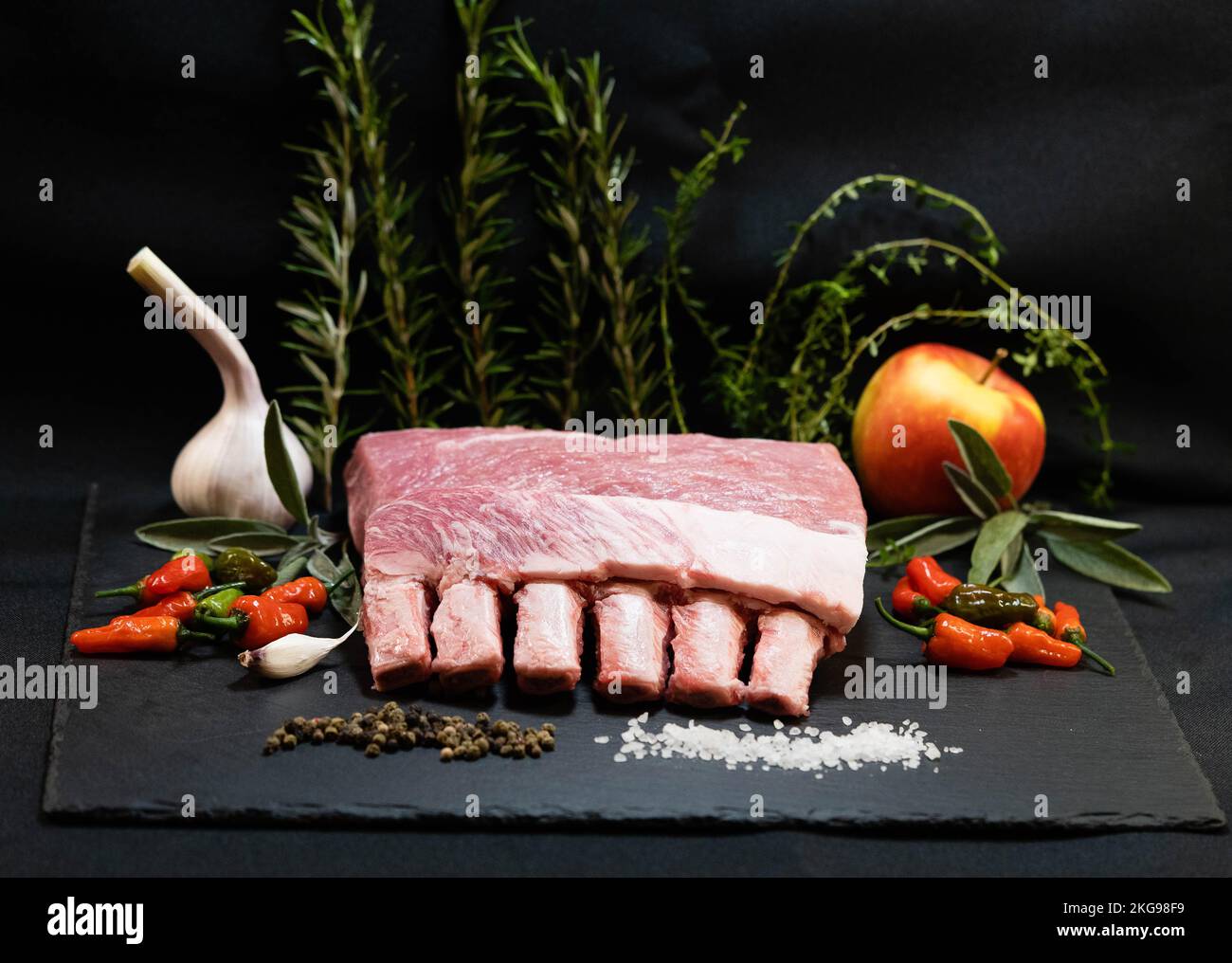 duroc pork rips with herbs and spices Stock Photo - Alamy