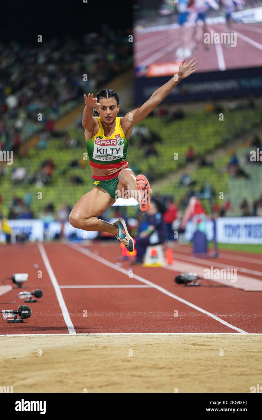 Dovilė Kilty participating in the long jump of the European Athletics ...