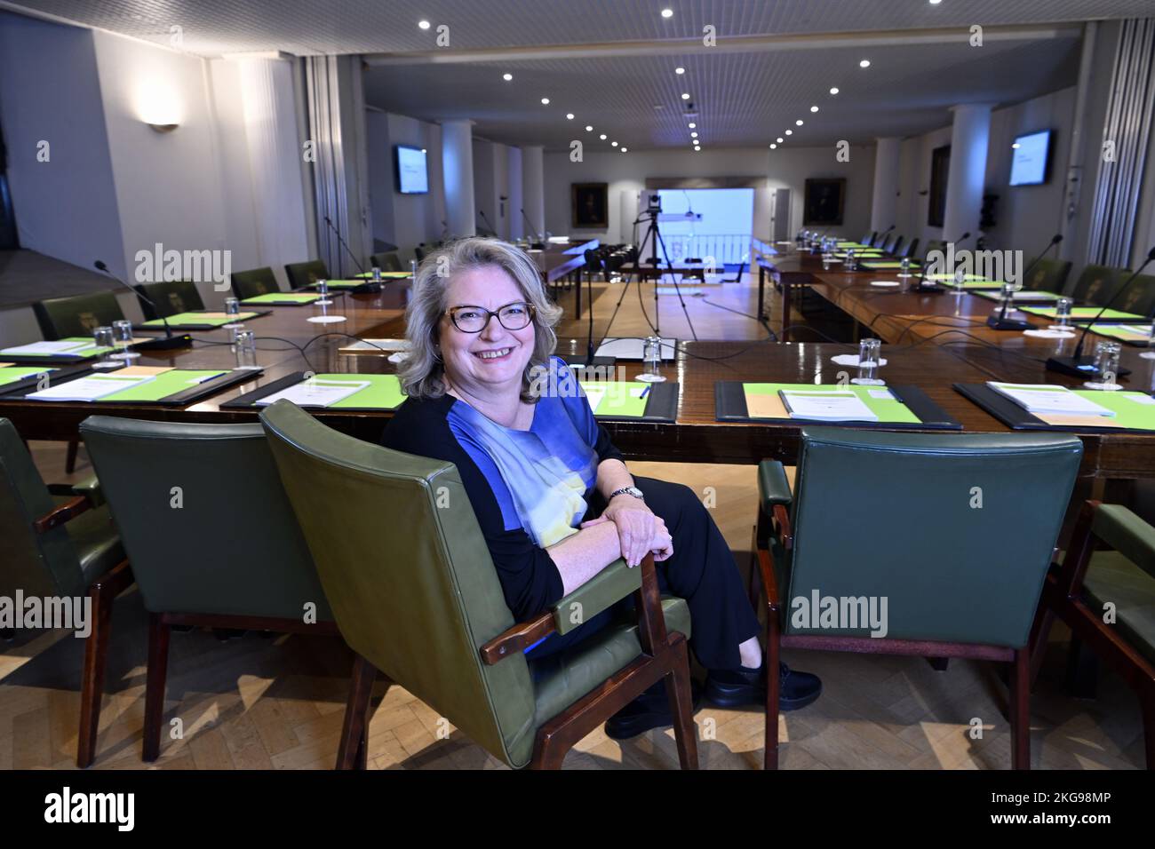 New Wavre mayor Anne Masson poses for the photographer at the Wavre ...