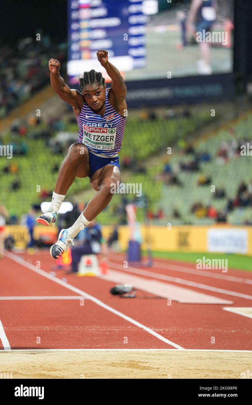 Naomi Metzger participating in the long jump of the European Athletics ...