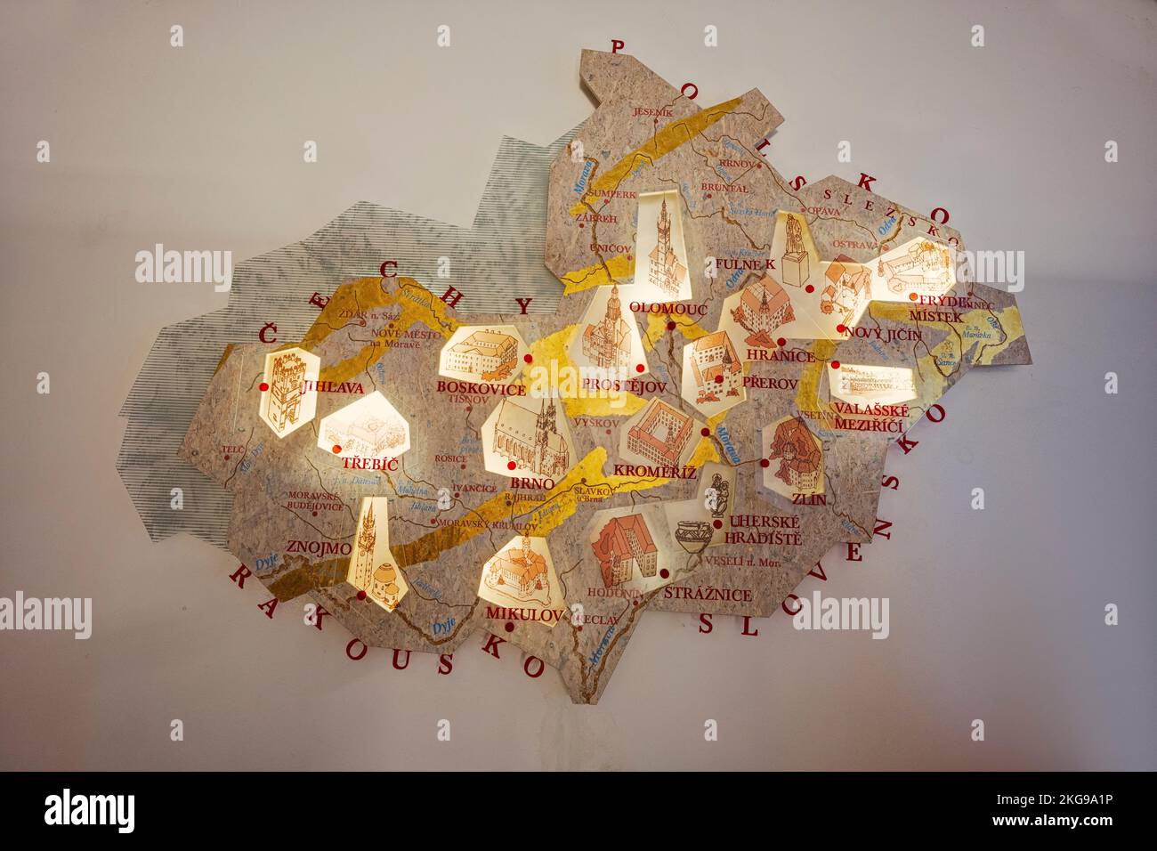 Map of Moravia historical land in, Czech Republic Stock Photo - Alamy