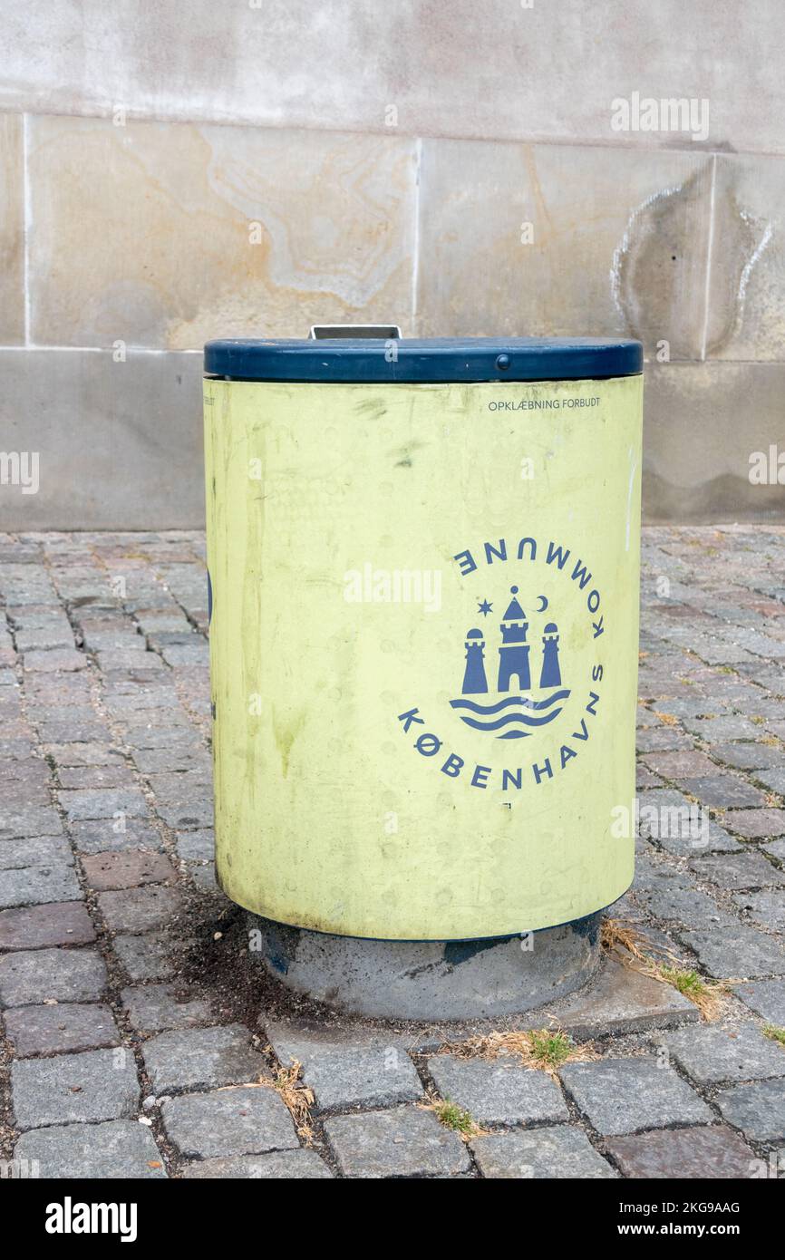 Copenhagen, Denmark - July 26, 2022: Trash bin in Copenhagen Stock ...