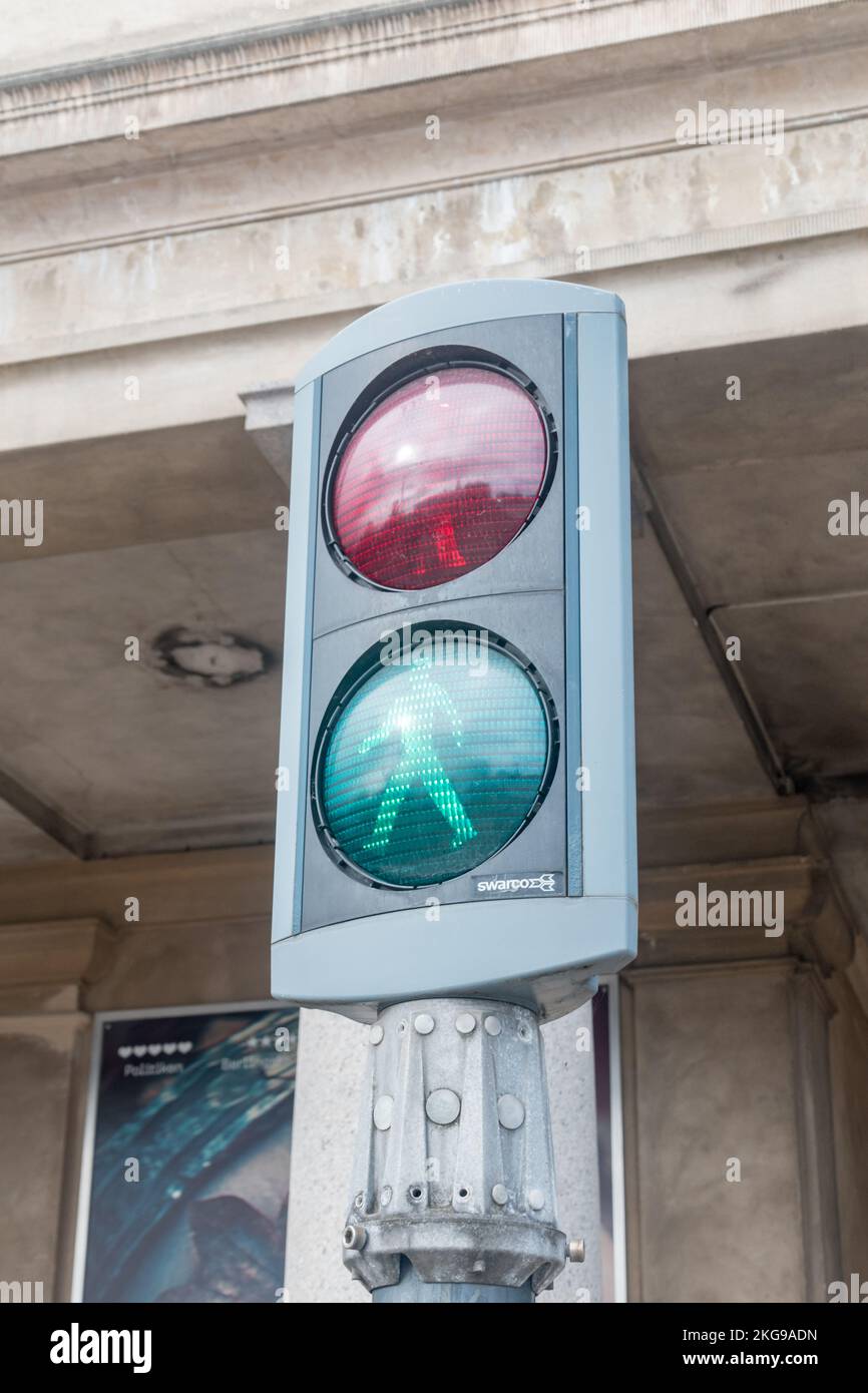 Copenhagen, Denmark - July 26, 2022: Green pedestrian traffic light in ...