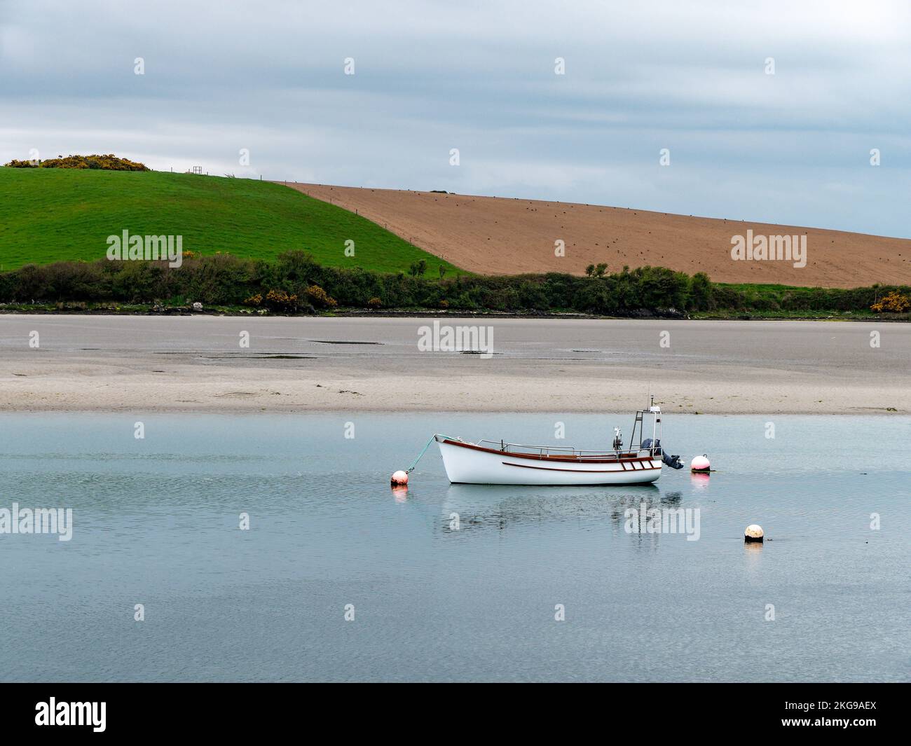 A motor boat. Calm water. The shore of the Atlantic Ocean Stock Photo ...