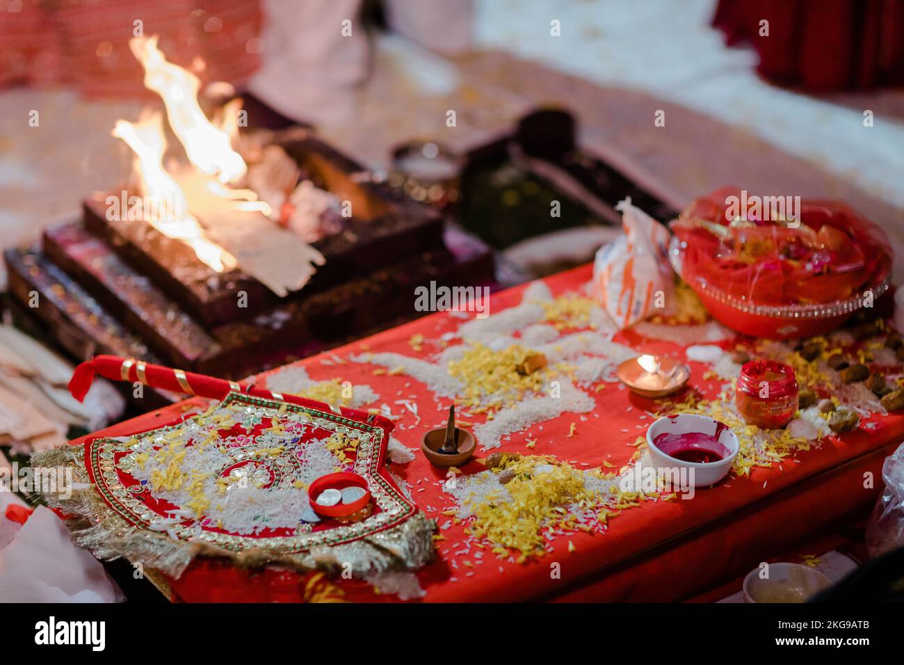 Indian rituals on an auspicious day to perform pooja by placing coconut ...