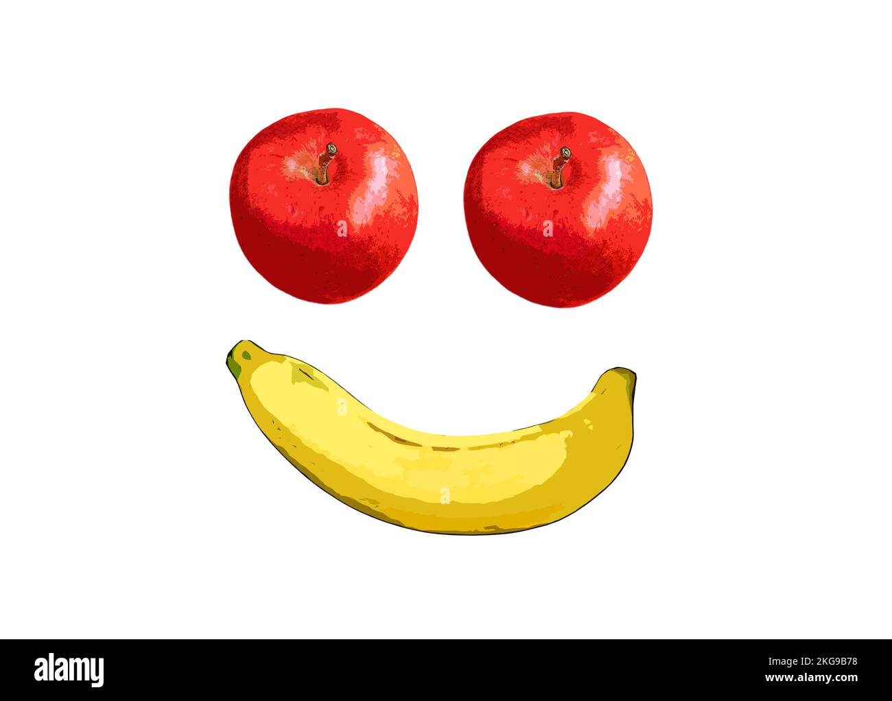 Illustration of Pair of red apples with a banana isolated on white ...