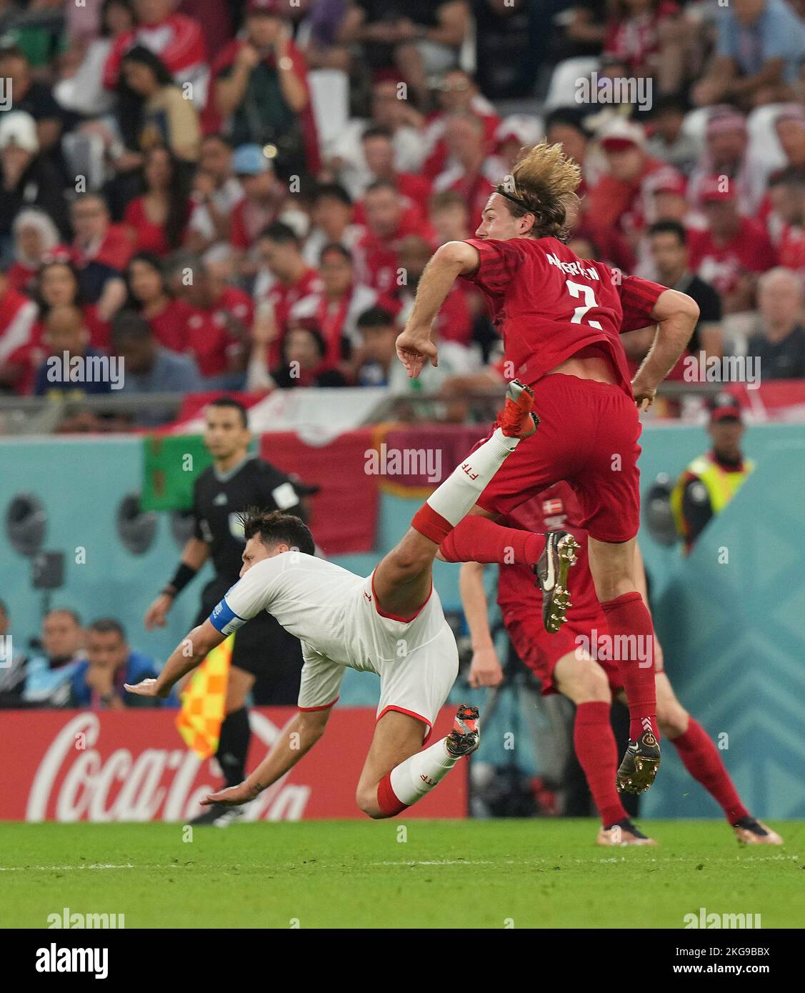 Doha, Qatar on November 22, 2022. World Cup FIFA 2022, Group D, Denmark ...