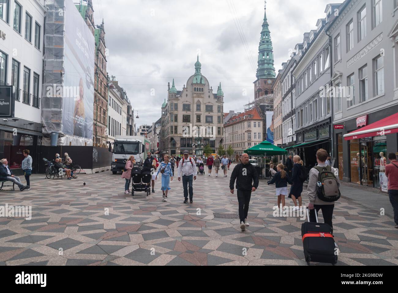 Copenhagen, Denmark - July 26, 2022: View on famous Stroget pedestrian ...