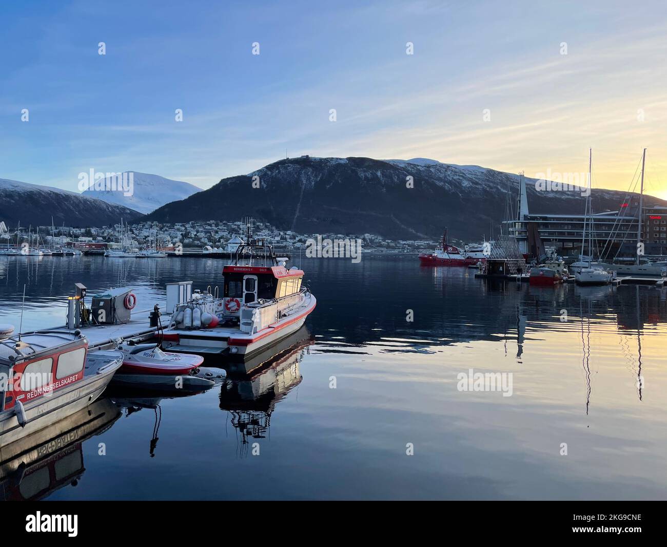 Tromso City landscape view in the sunset in tromso, Norway Stock Photo ...