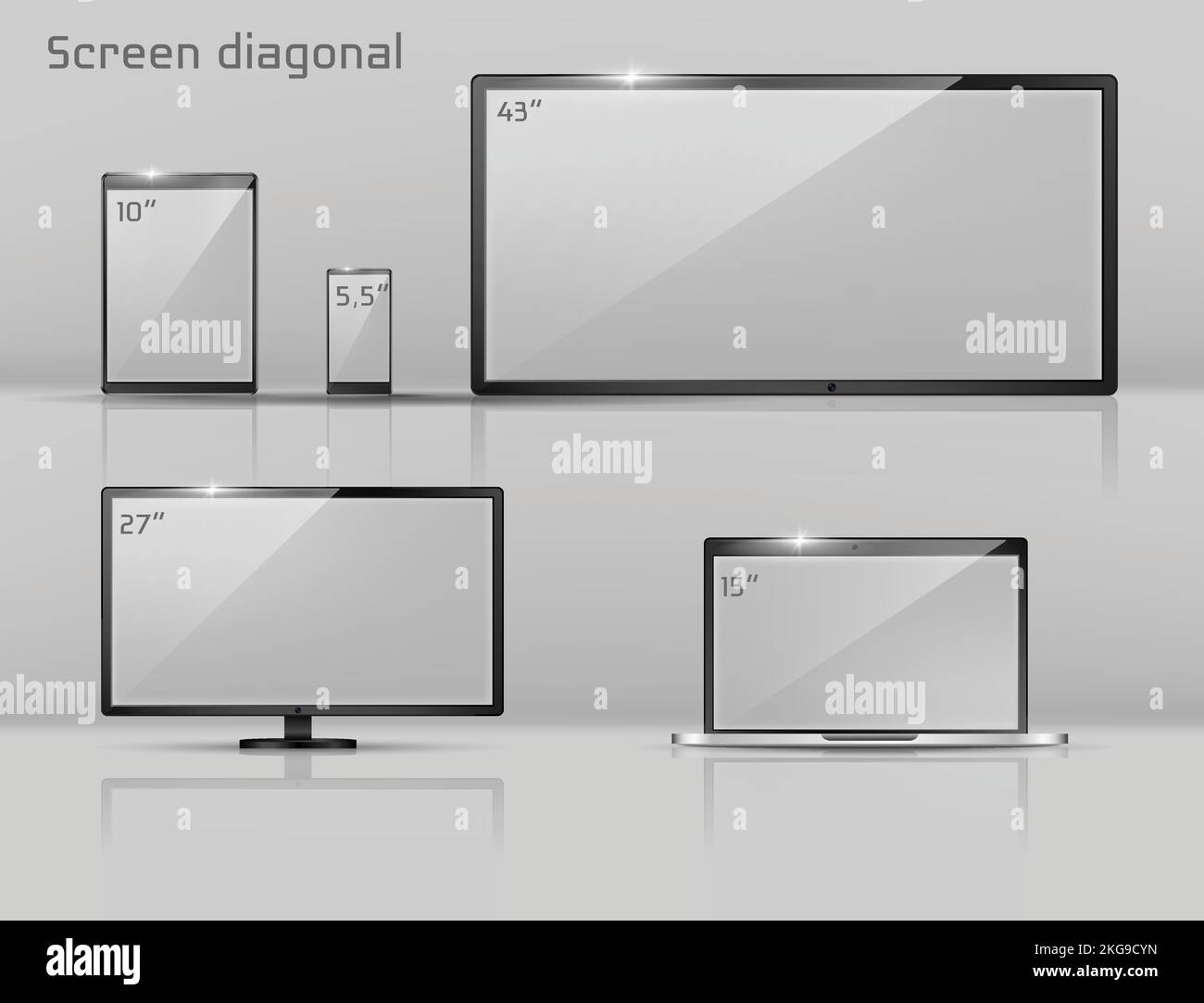 Digital Computer device mockups. 3d vector editable laptop, LED ...