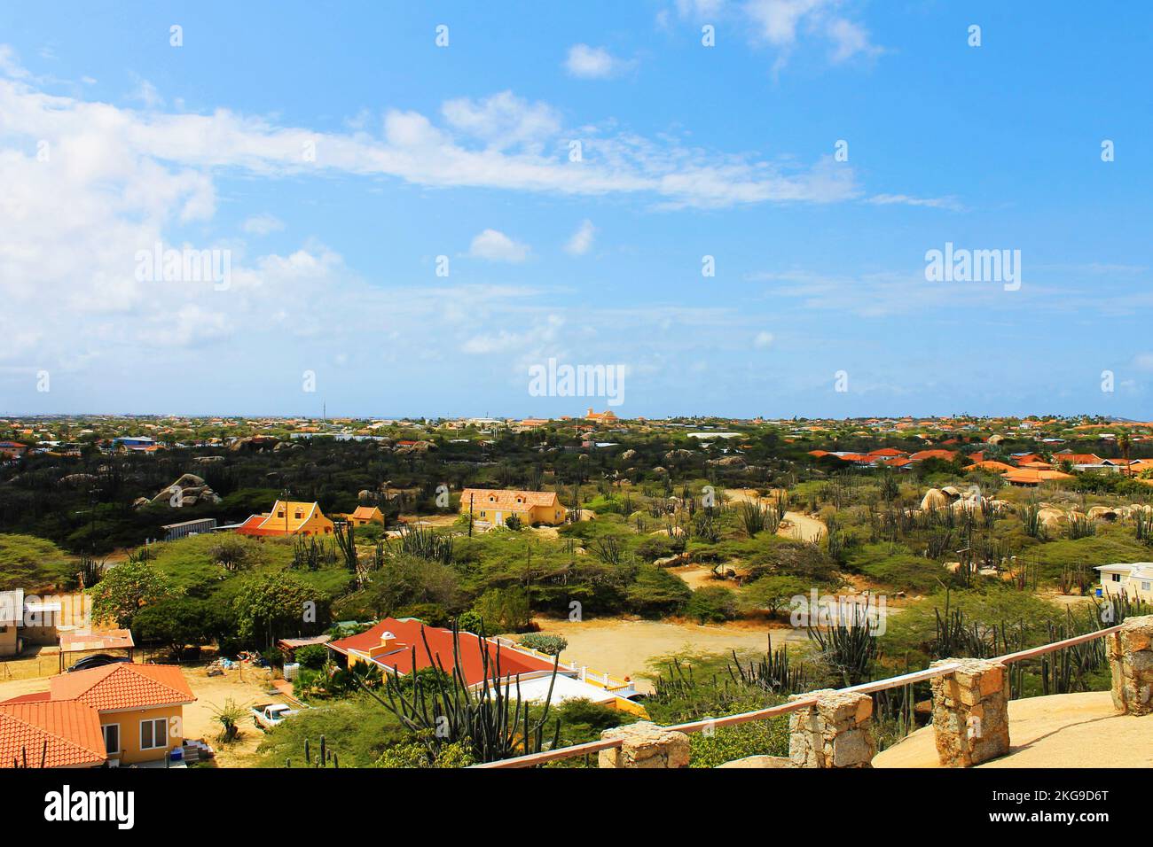 View looking out over Aruba from the top of a large Rock Formation ...