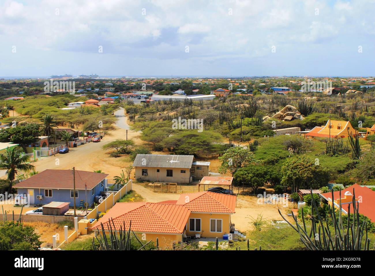 View looking out over Aruba from the top of a large Rock Formation ...