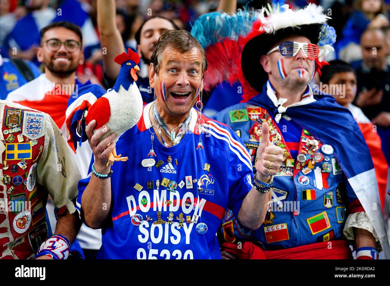France fans in the stands ahead of the FIFA World Cup Group D match at ...