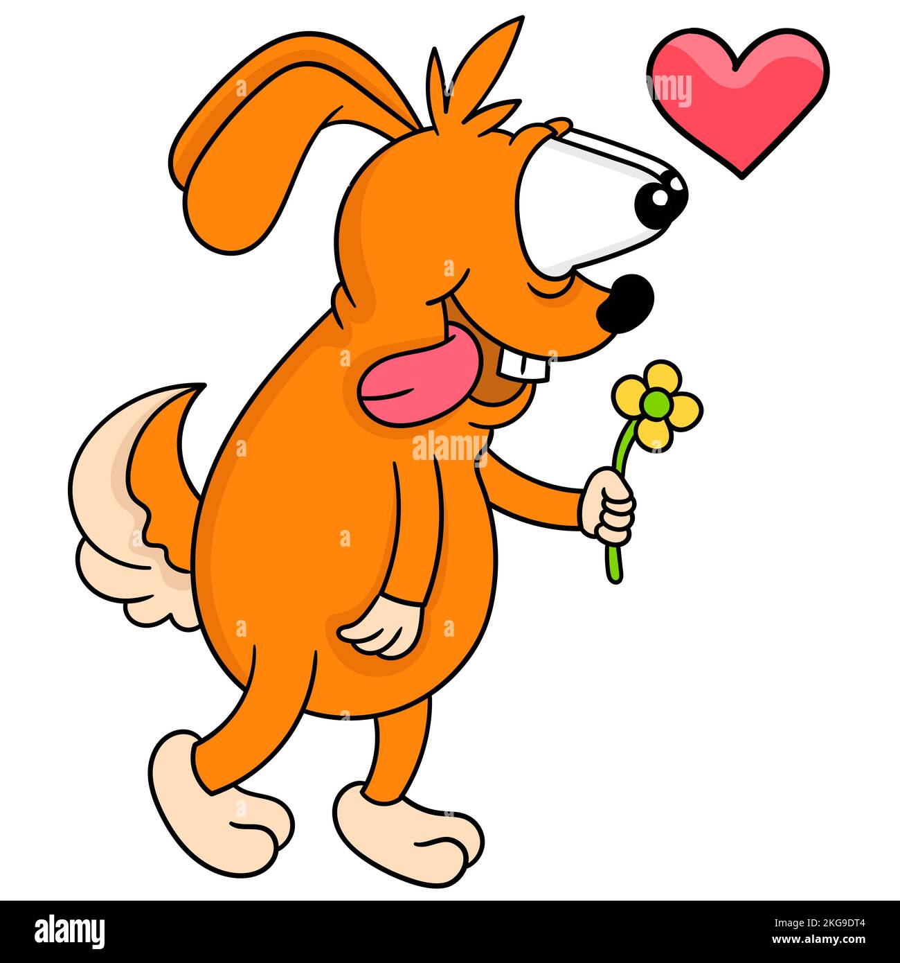 A vector illustration of a cartoon character falling in love, holding a ...
