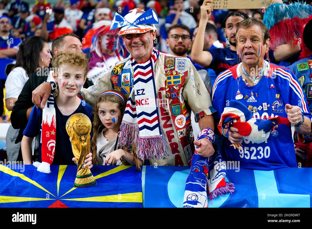France fans in the stands ahead of the FIFA World Cup Group D match at ...