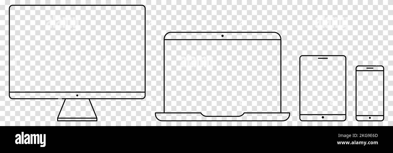Device and gadget icons in line art style. Vector illustration isolated ... Device and gadget icons in line art style. Vector illustration isolated ...