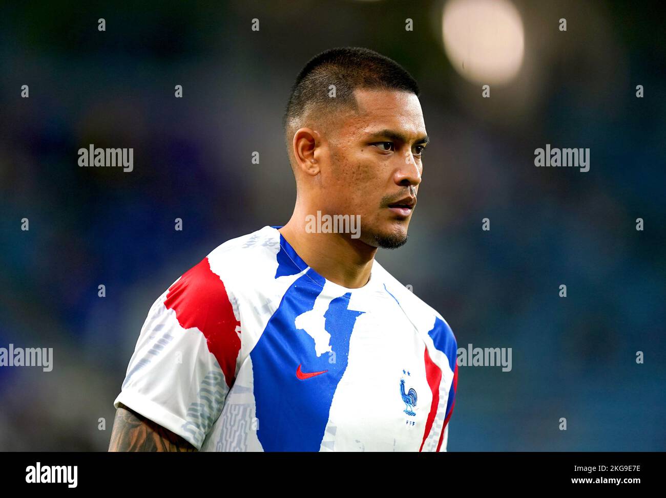 France goalkeeper Alphonse Areola warms up ahead of the FIFA World Cup ...