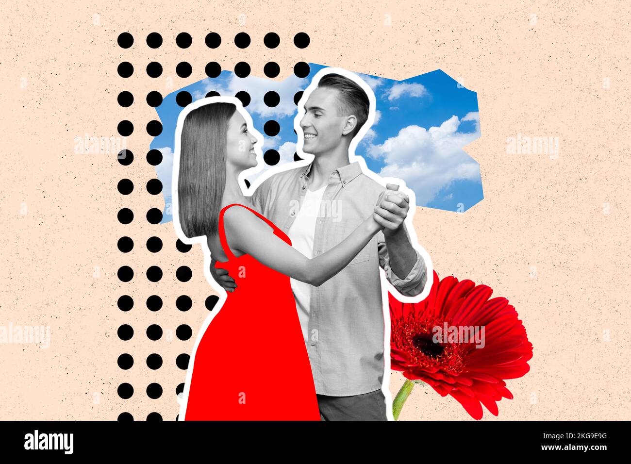 Creative 3d photo collage artwork postcard poster of two person ...