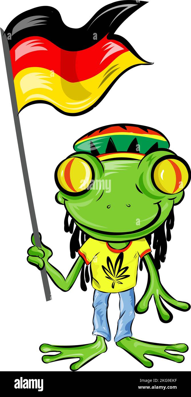 Funny germany rasta frog, cartoon isolated on white background Stock ...