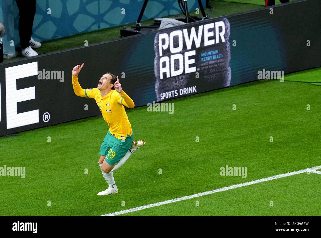 Australia's Craig Goodwin celebrates scoring their side's first goal of ...