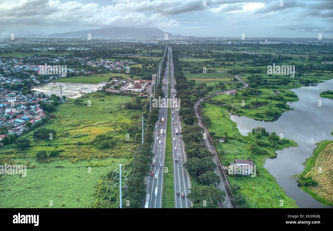 An aerial drone view of South Luzon Expressway of Philippines Stock ...
