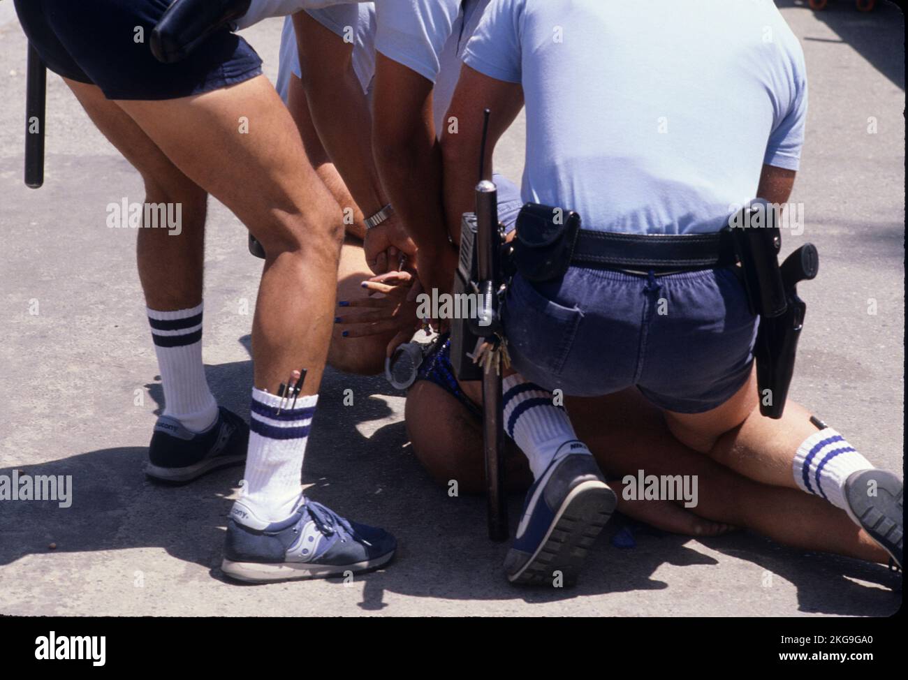 Unidentified woman being arrested by police in Venice Beach, CA Stock ...