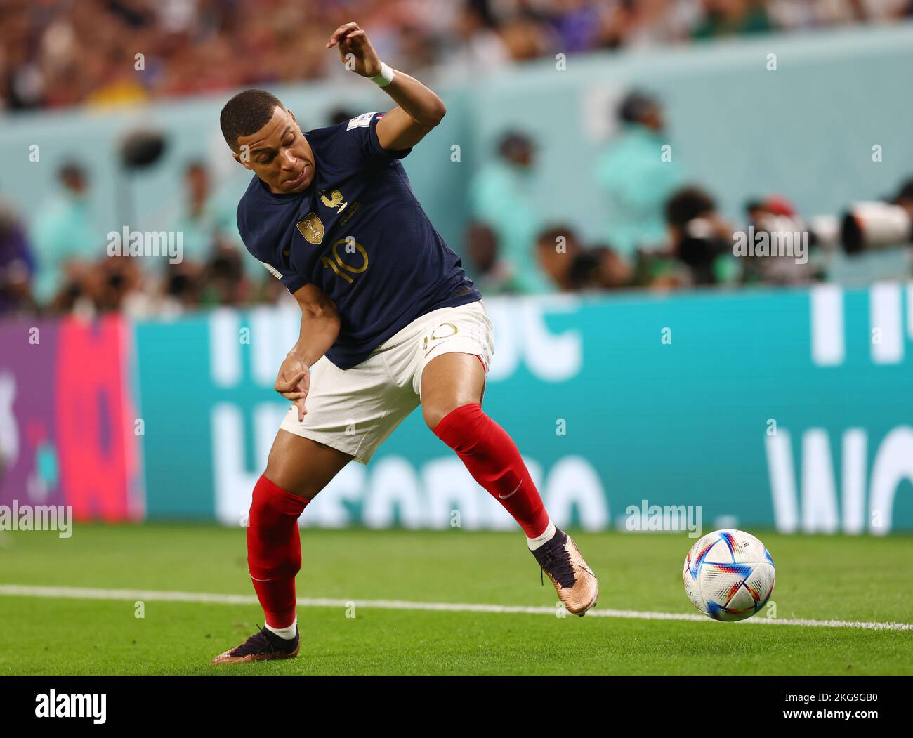 Al Wukair, Qatar, 22nd November 2022. Kylan Mbappe of France in action ...