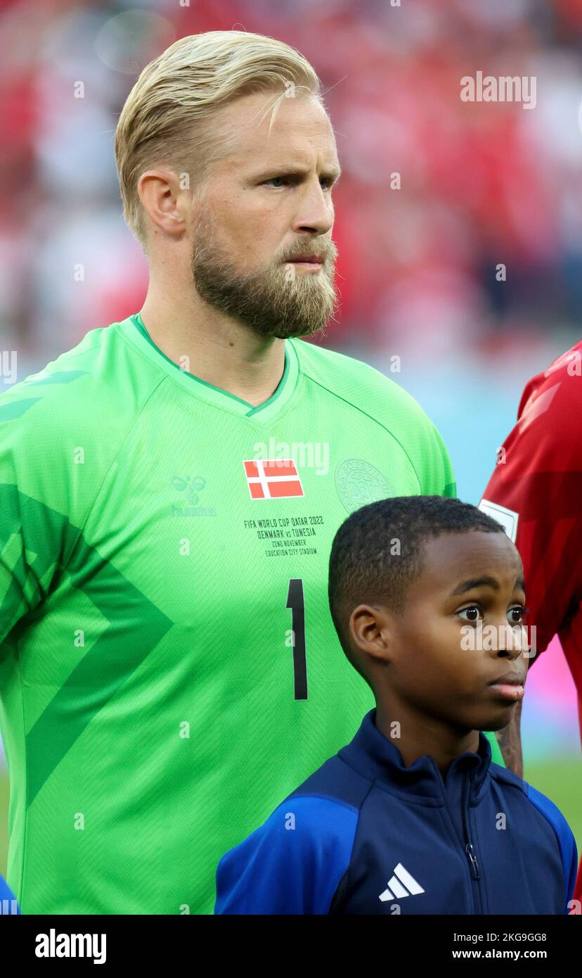 Doha, Qatar - November 22, 2022, Denmark goalkeeper Kasper Schmeichel ...