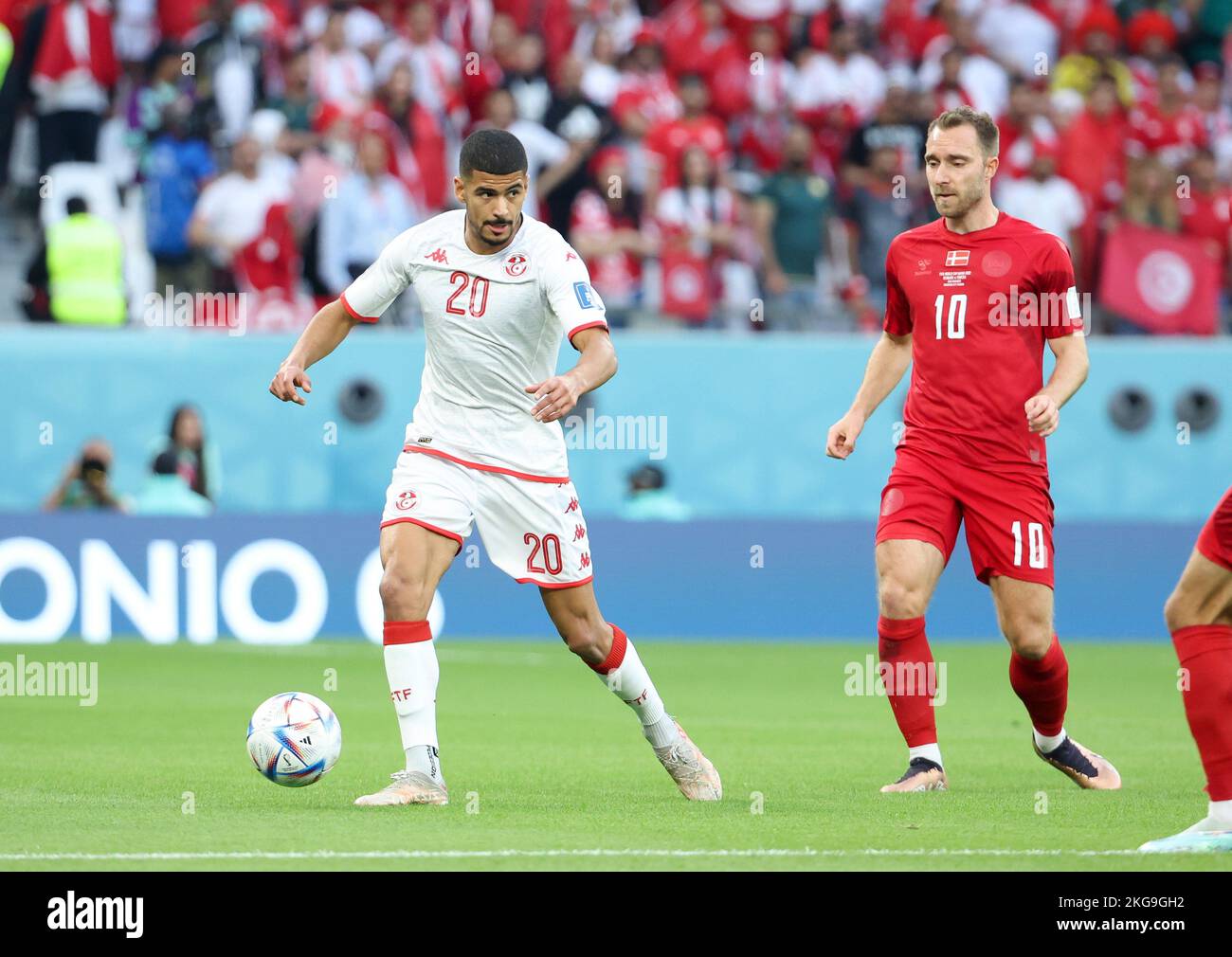 Doha, Qatar - November 22, 2022, Mohamed Drager of Tunisia, Christian ...