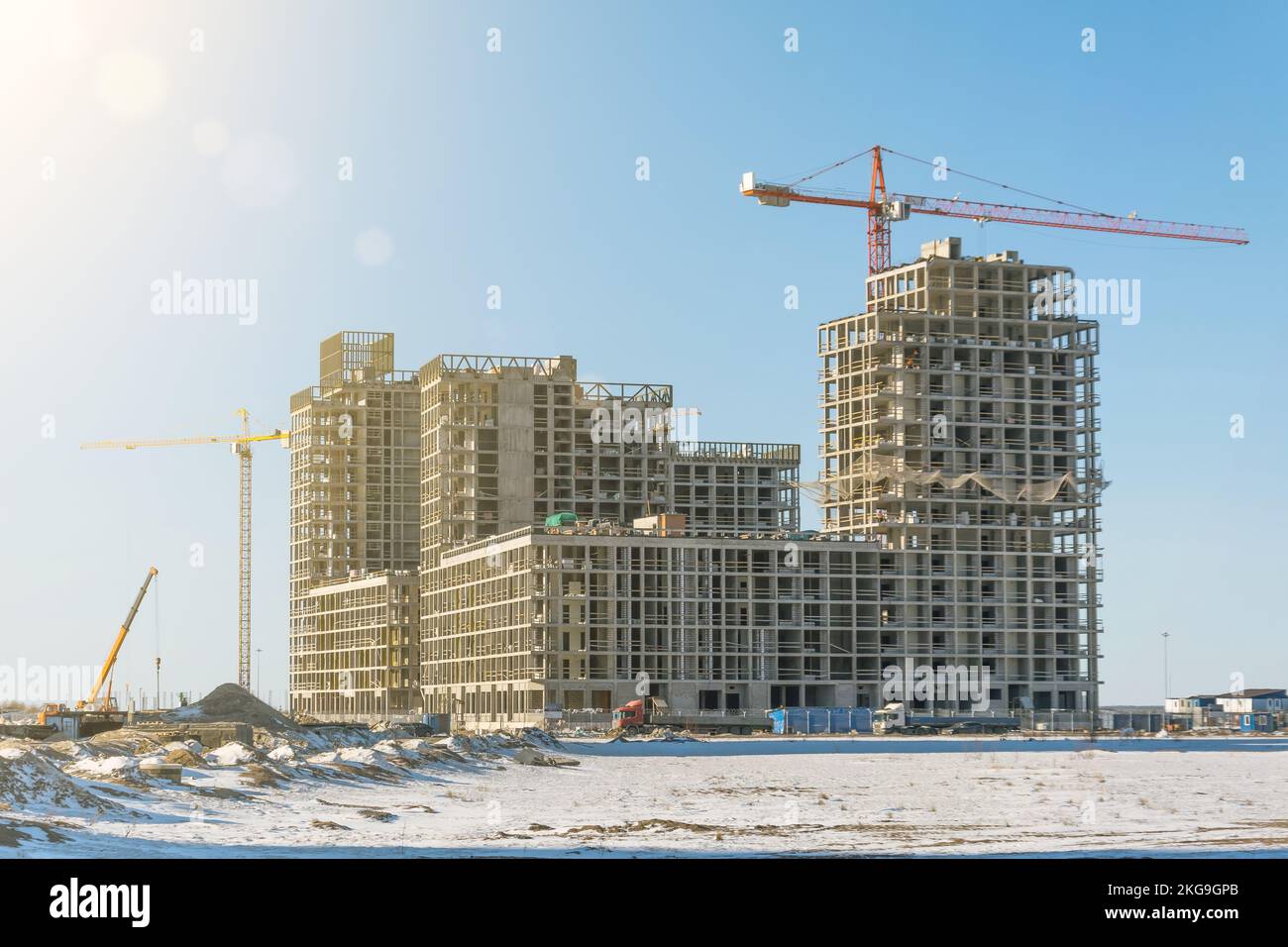 Residential complex real estate, under construction areas with high ...