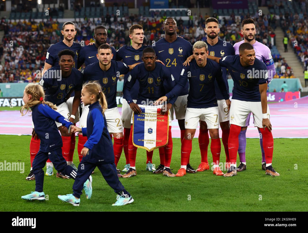 Al Wukair, Qatar, 22nd November 2022. Two mascots walk in front to the ...