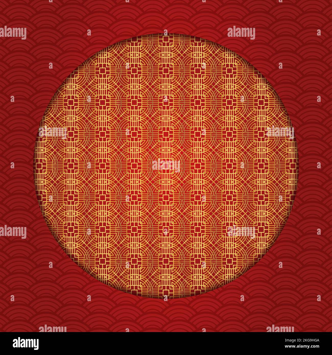 Traditional chinese round pattern frame. Oriental, japanese circle ...