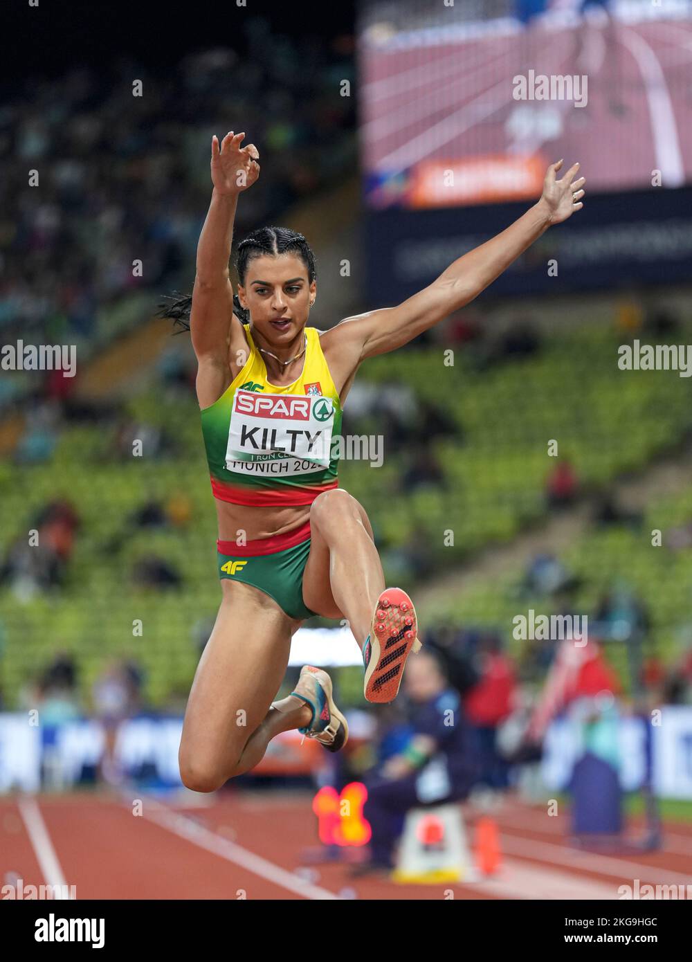 Dovilė Kilty participating in the long jump of the European Athletics ...