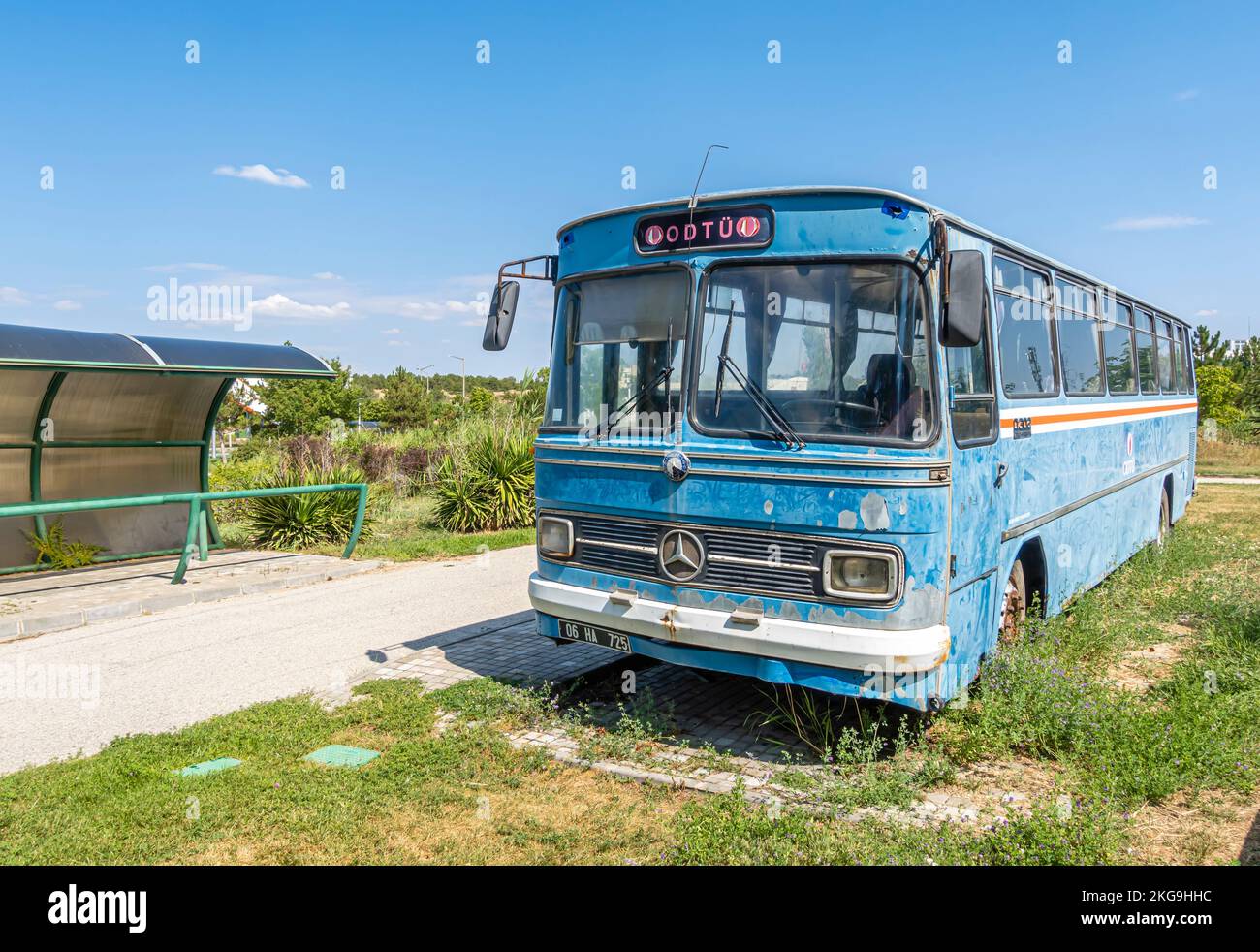 ODTU old public bus designed by Mercedez Benz used in Turkey Stock ...