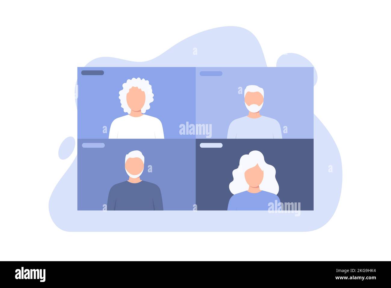 Group of old people talking by internet, web chatting. Online meeting ...