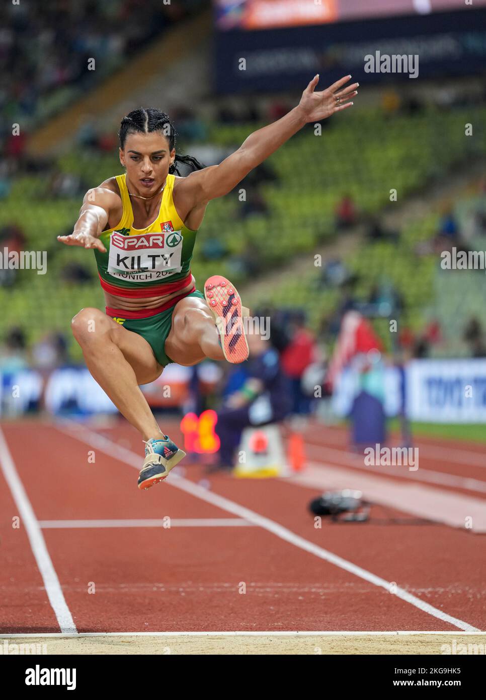 Dovilė Kilty participating in the long jump of the European Athletics ...