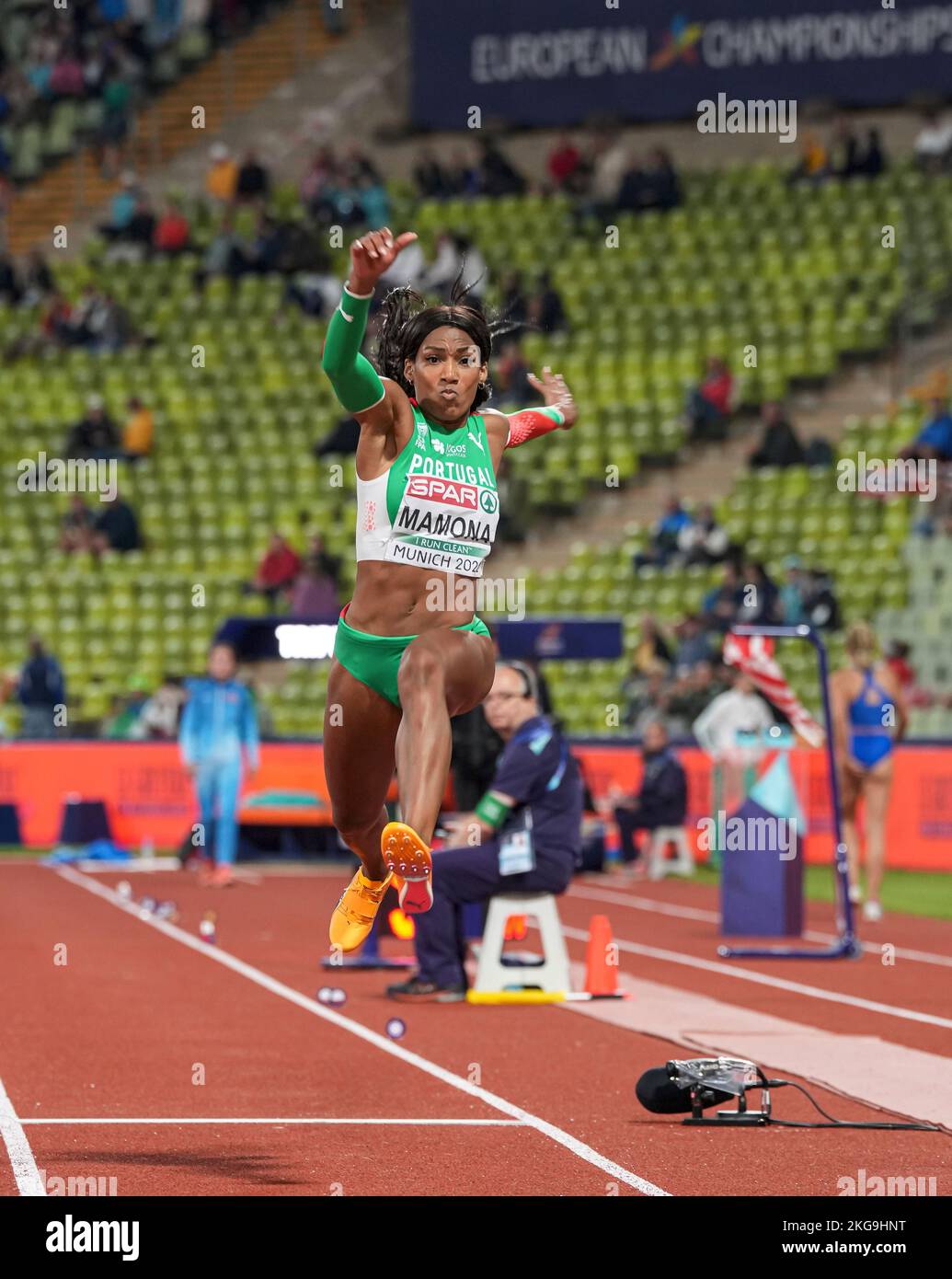 Patrícia Mamona participating in the long jump of the European ...