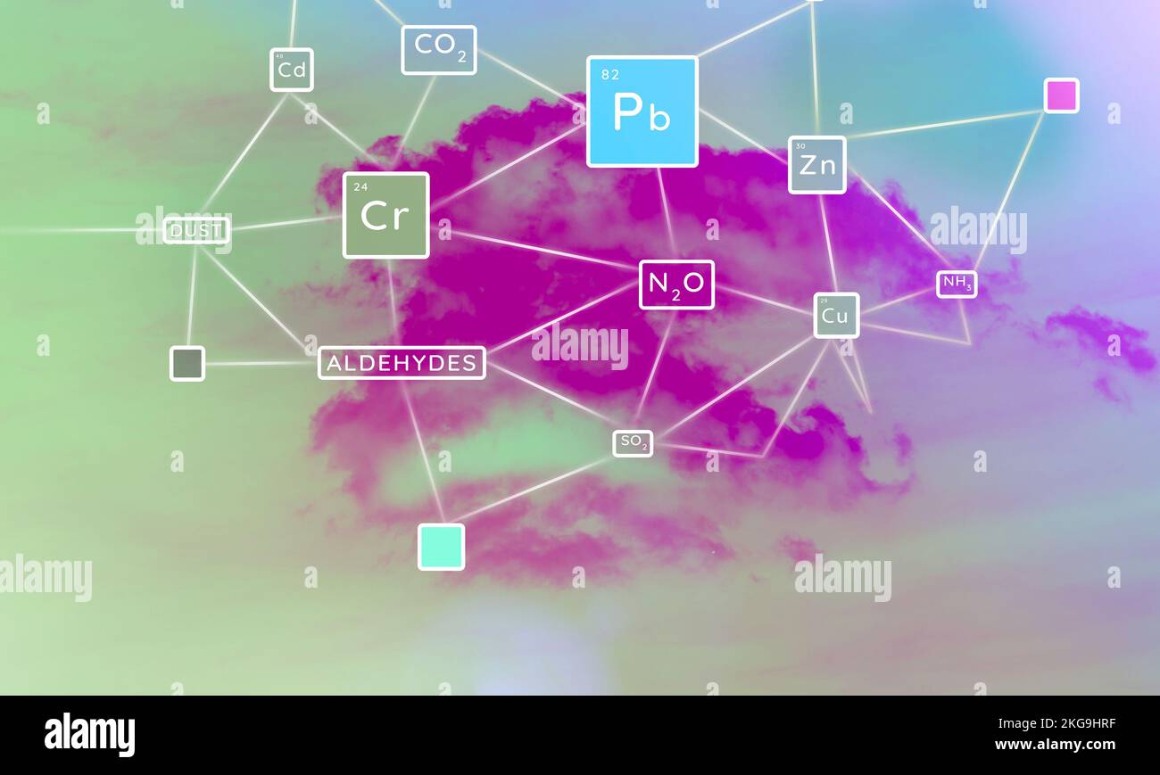 Environmental pollution. Chemical elements in emissions. Cloud ...