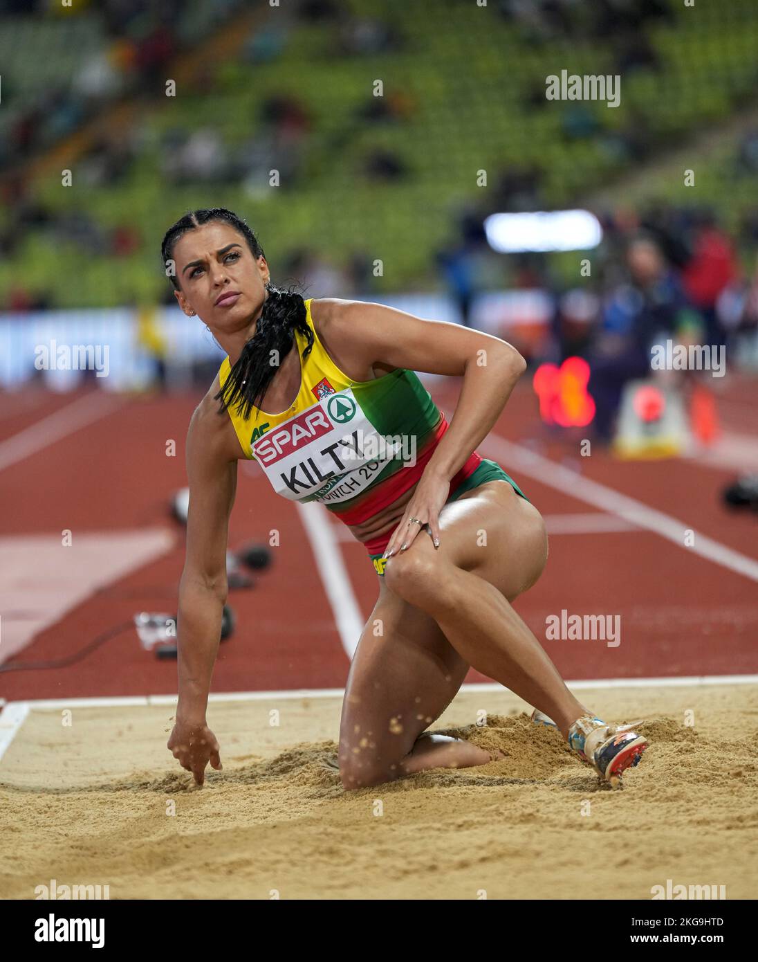 Dovilė Kilty participating in the long jump of the European Athletics ...