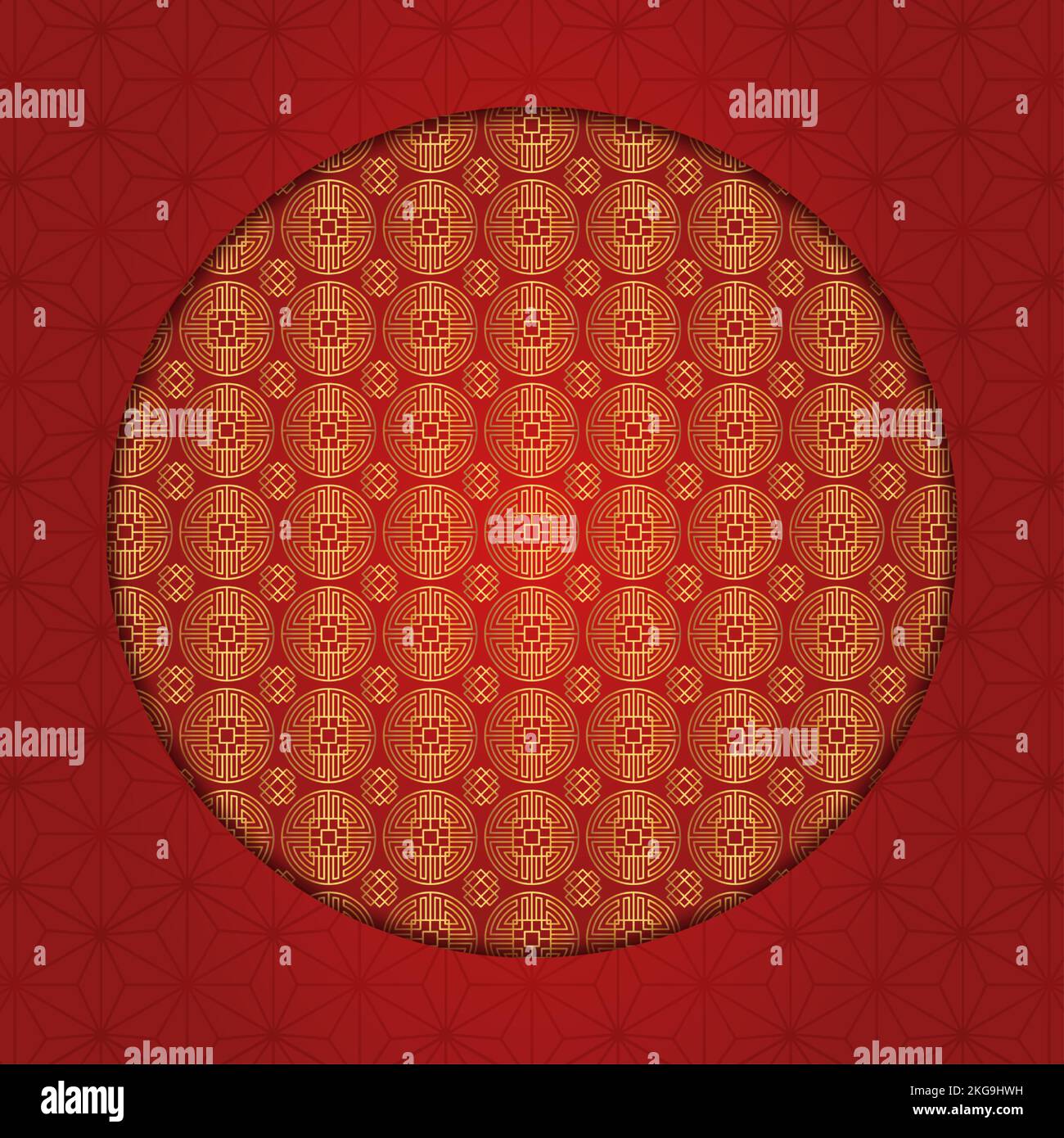 Traditional chinese round pattern frame. Oriental, japanese circle ...
