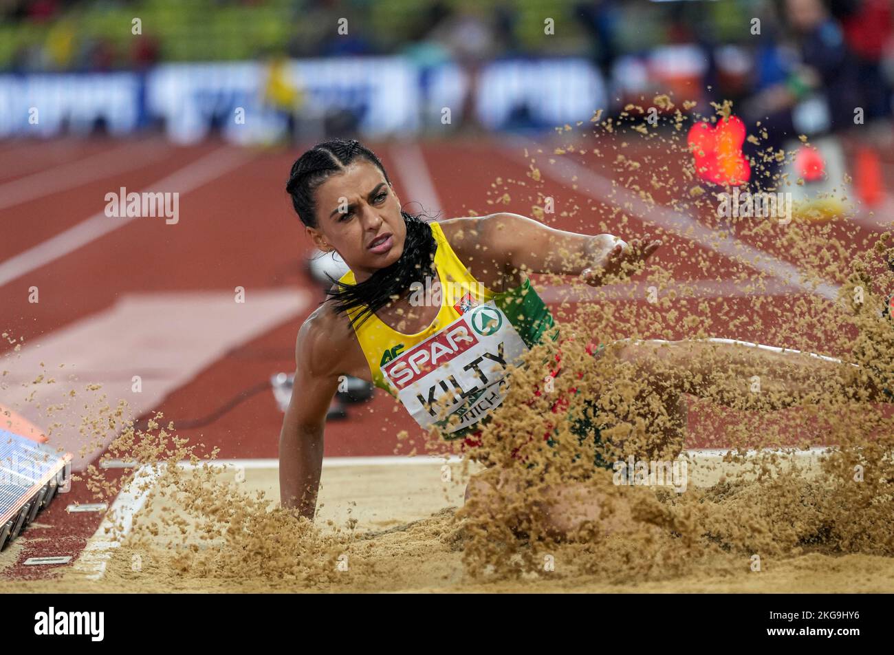 Dovilė Kilty participating in the long jump of the European Athletics ...