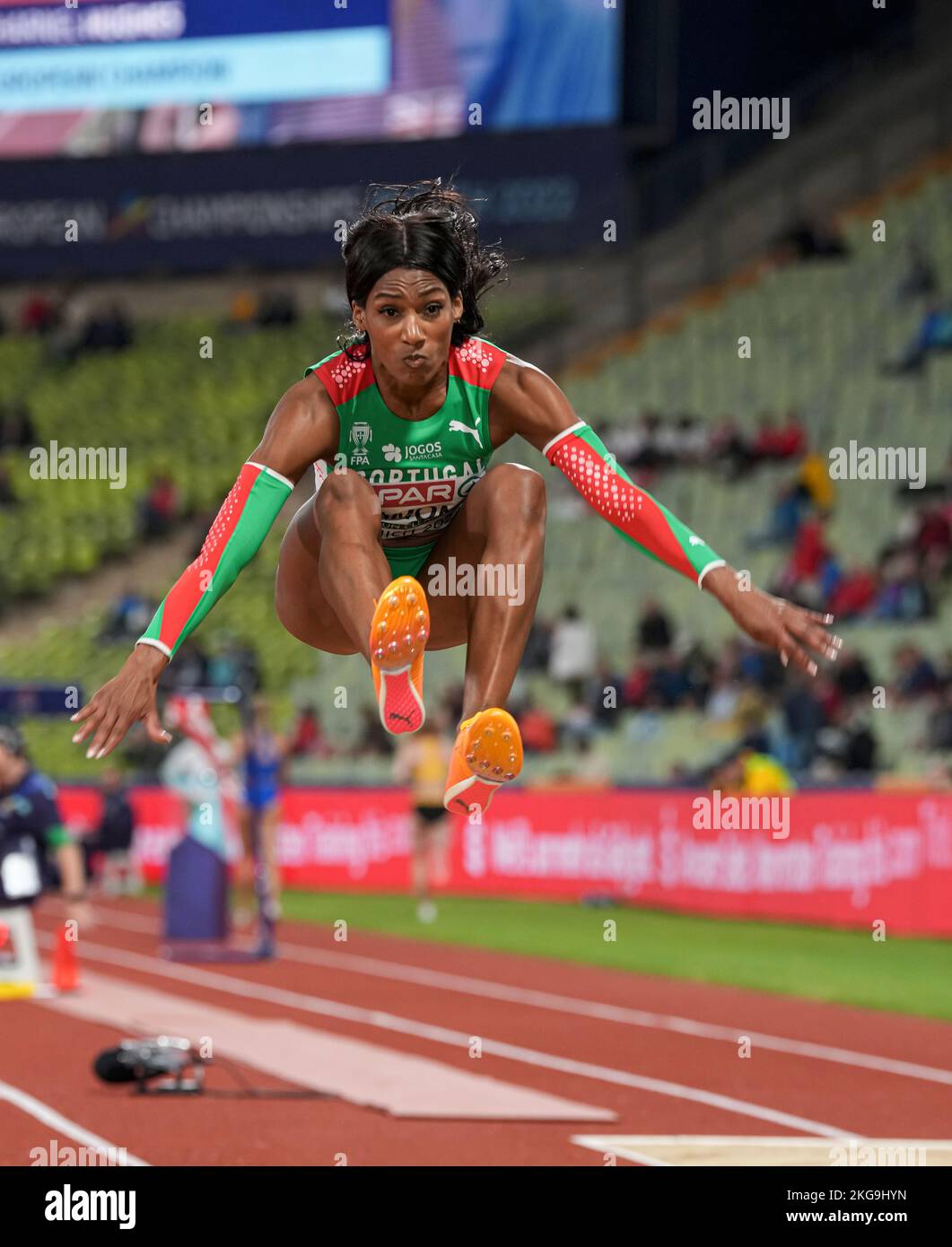 Patrícia Mamona participating in the long jump of the European ...