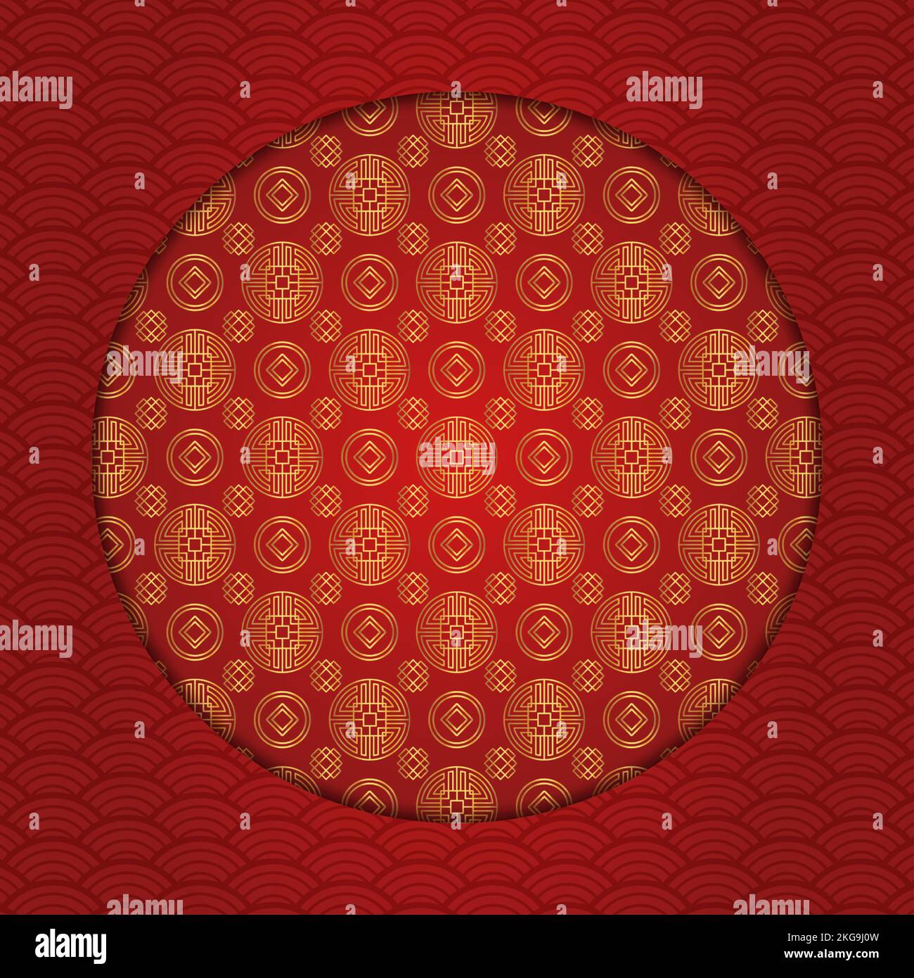 Traditional chinese round pattern frame. Oriental, japanese circle ...