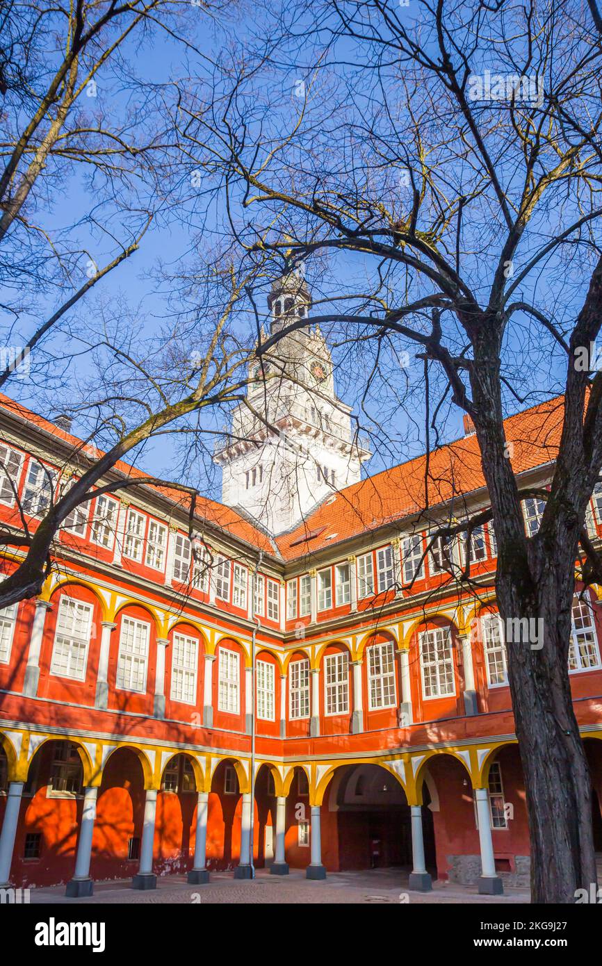 Courtyard of the historic castle in Wolfenbuttel, Germany Stock Photo ...